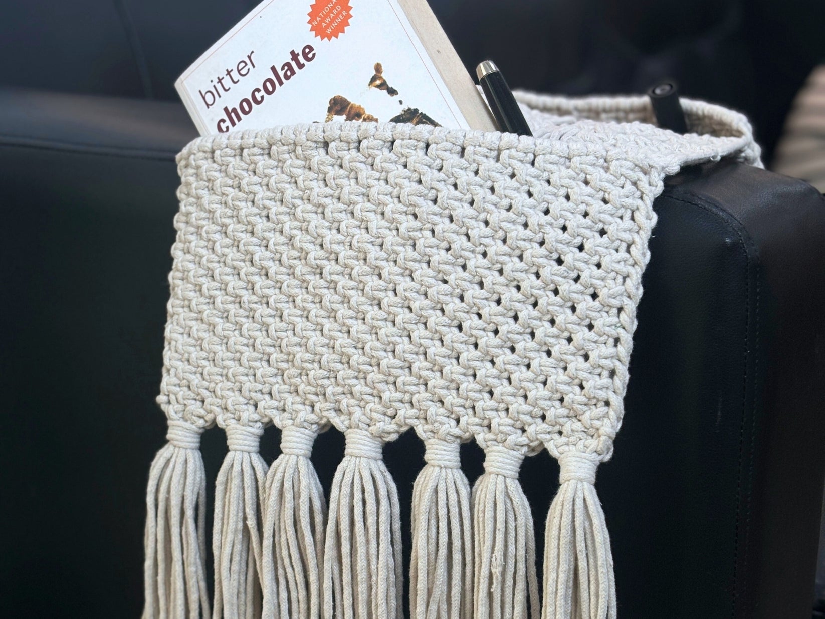 Macrame sofa pocket | Macrame Sofa Armrest Organizer | Armchair ...