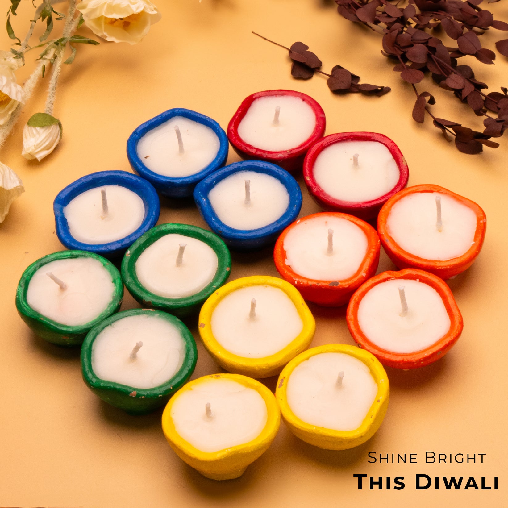 Buy Diwali Diya Online | Wax Diya For Diwali Decorations | Colourful ...